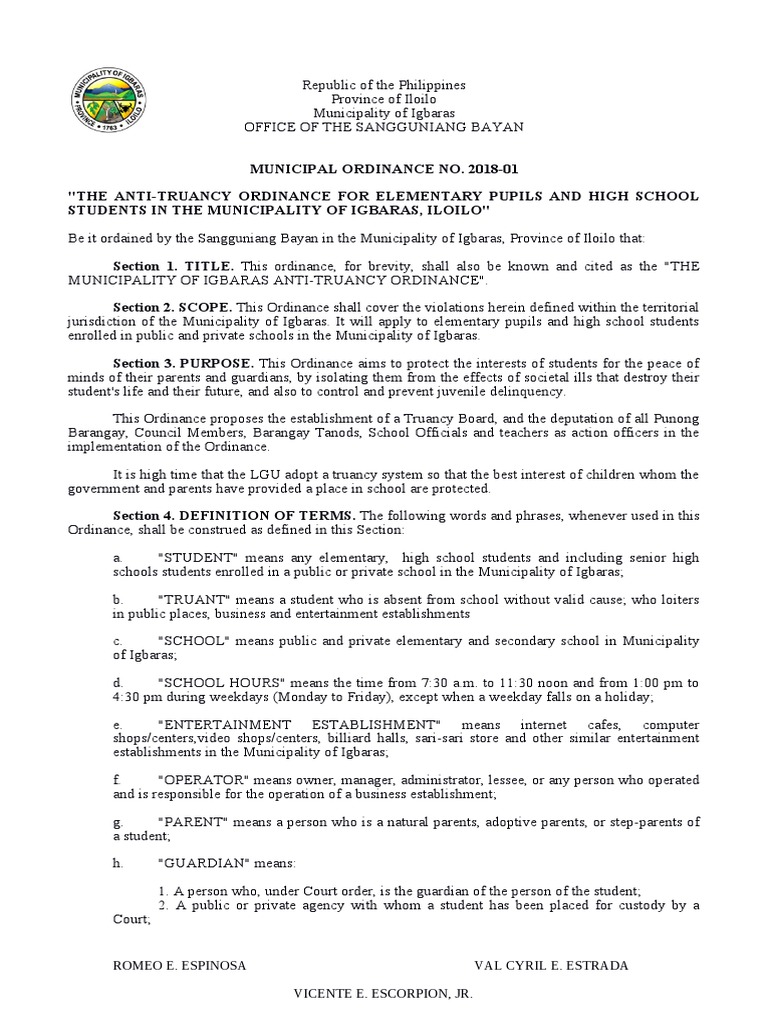 Municipal Ordinance No. 2018-01 PDF | PDF | Workweek And Weekend ...