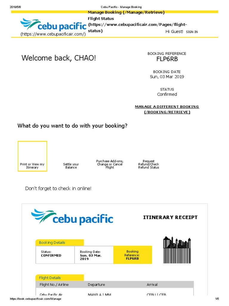 Cebu Pacific - Manage Booking | PDF | Fee | Travel Visa