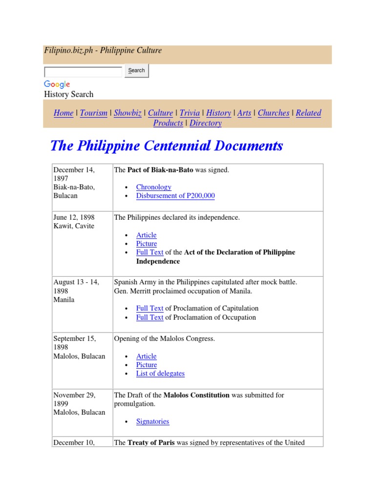 The Philippine Centennial Documents: History Search | PDF | Southeast ...