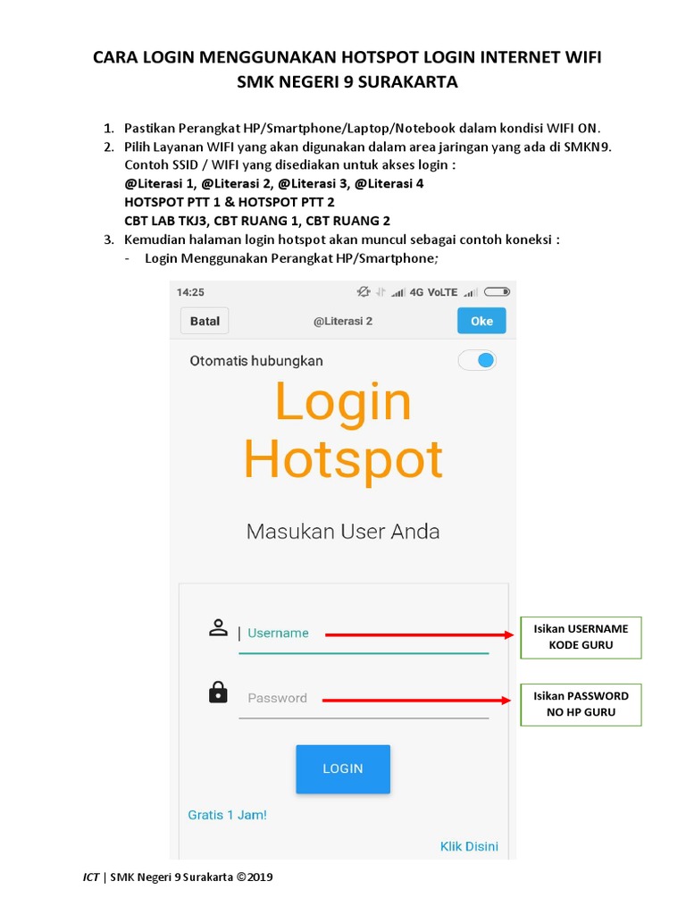 Cara Login Menggunakan Hotspot Login Internet Wifi | PDF
