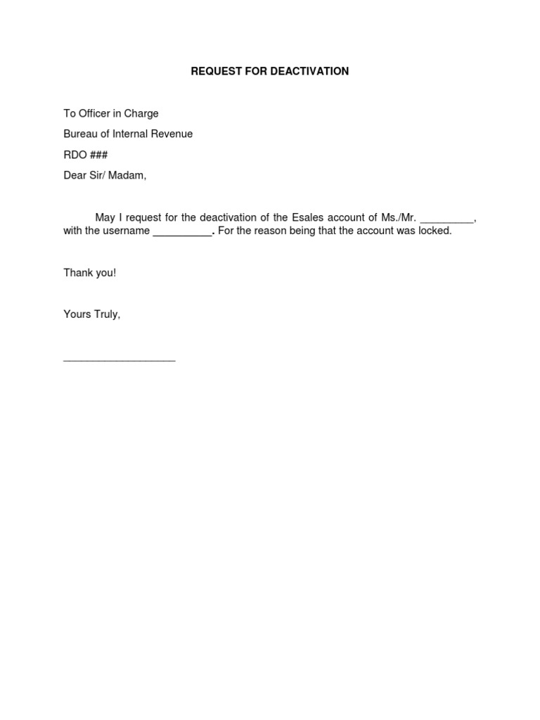 Deactivation Template | PDF