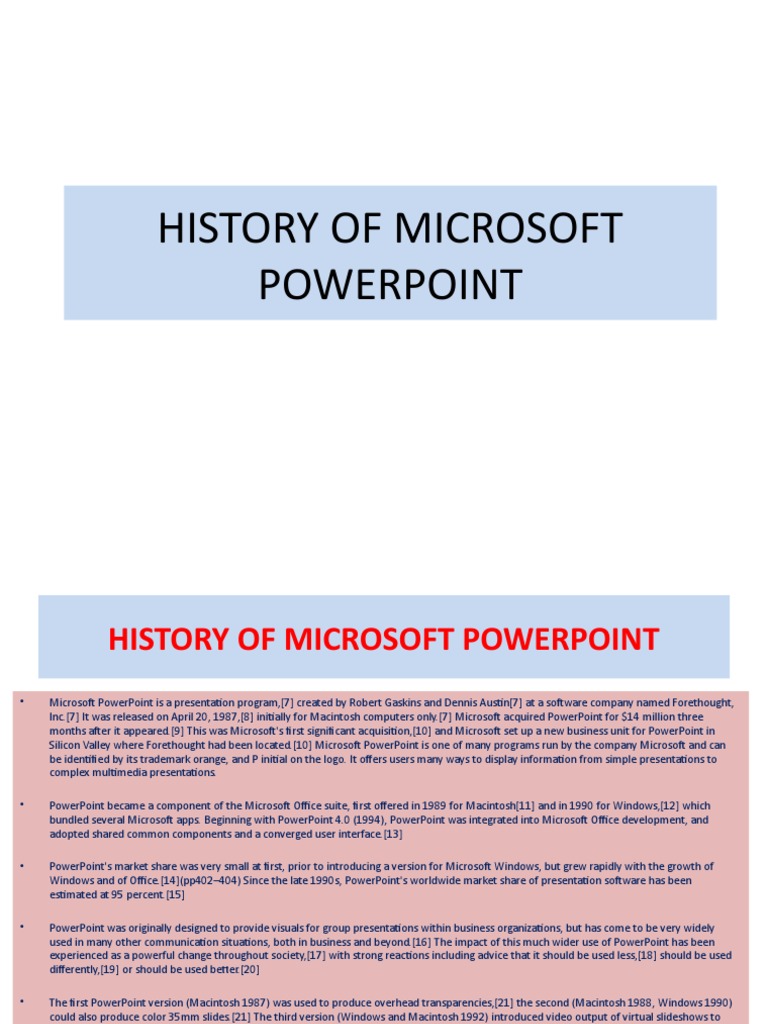 History of Microsoft Powerpoint | PDF | Microsoft Power Point ...