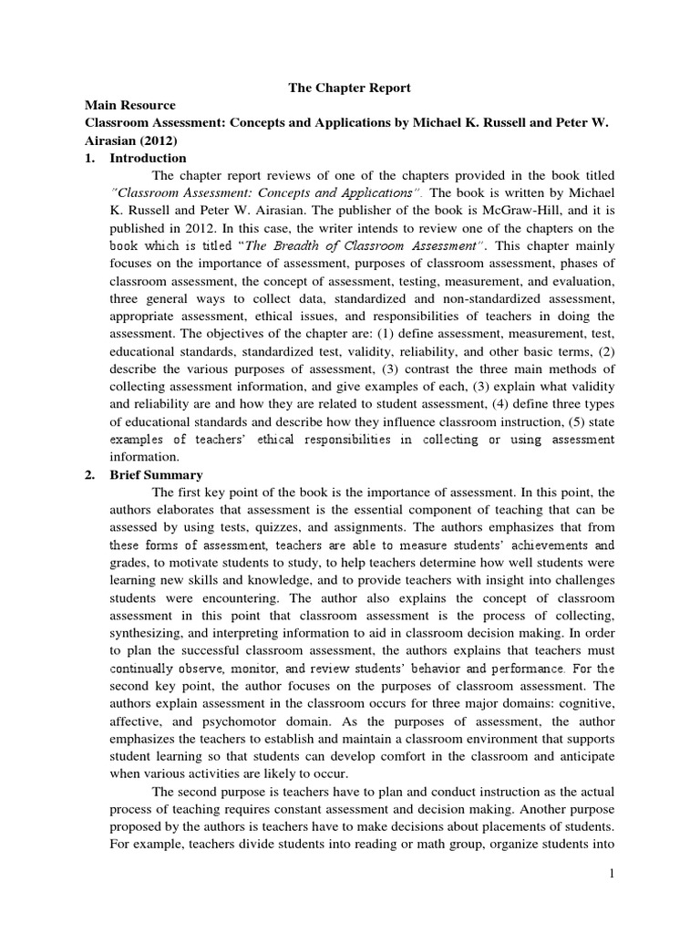 The Chapter Report - Edited | PDF | Educational Assessment | Validity ...