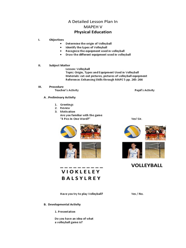 Detailed Lesson Plan in Mapeh | PDF | Volleyball | Lesson Plan