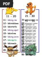 Mga Bilang 1-100 Tagalog With Symbol and Pronunciation | PDF