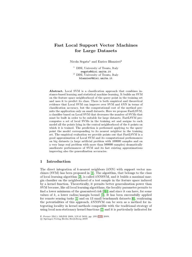 FastLSVM MLDM09 | PDF | Statistical Classification | Artificial Intelligence