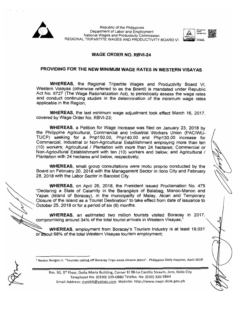 Wage Order PDF | PDF