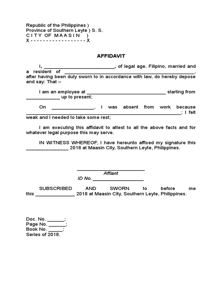 Affidavit of Sickness | PDF