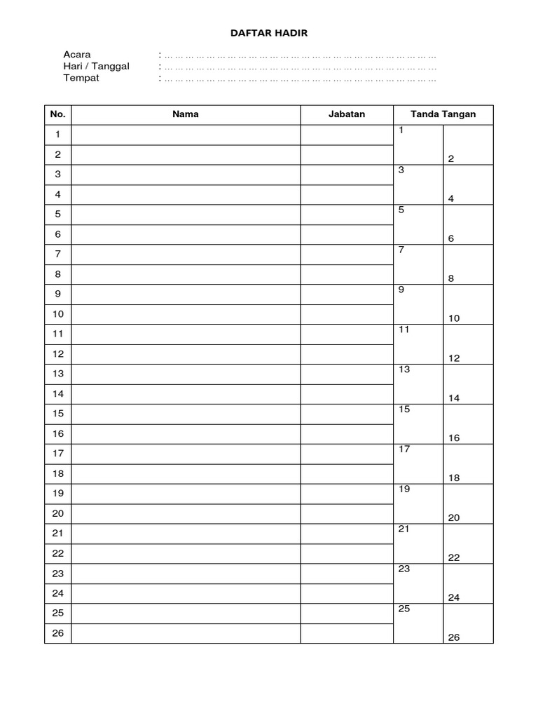 Contoh Format Absensi | PDF