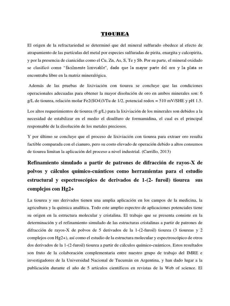 Tiourea | PDF | Oro | Cianuro