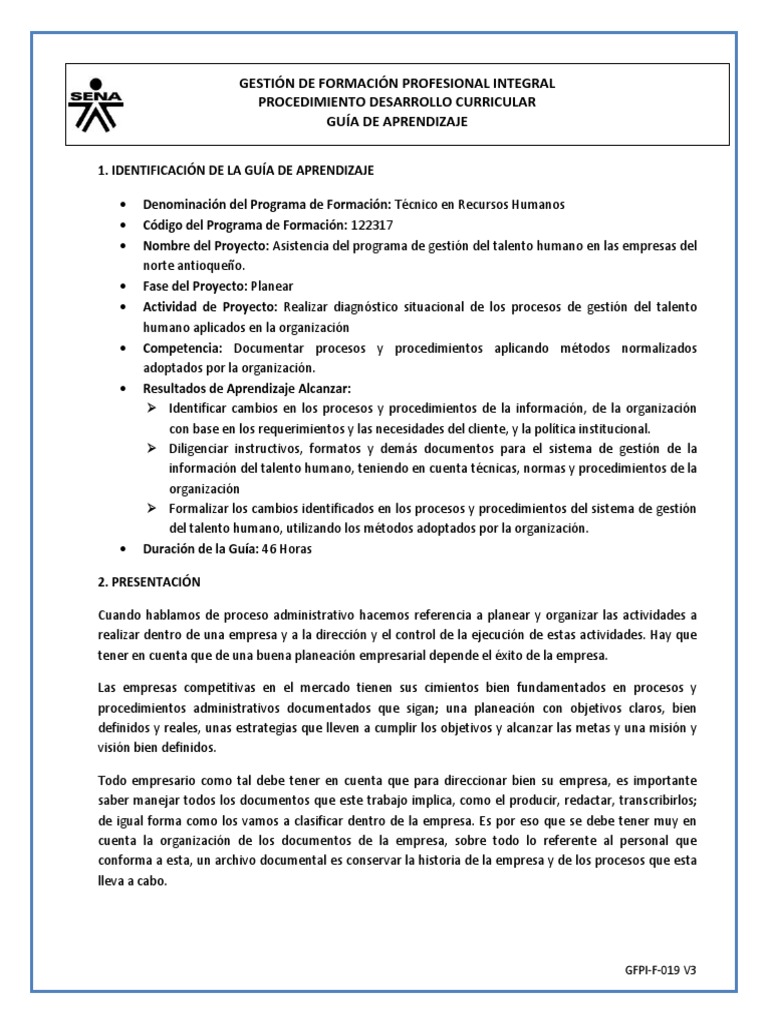 GFPI F 019 Guía No 5 Instructivos y Formatos | PDF | Planificación | Aprendizaje