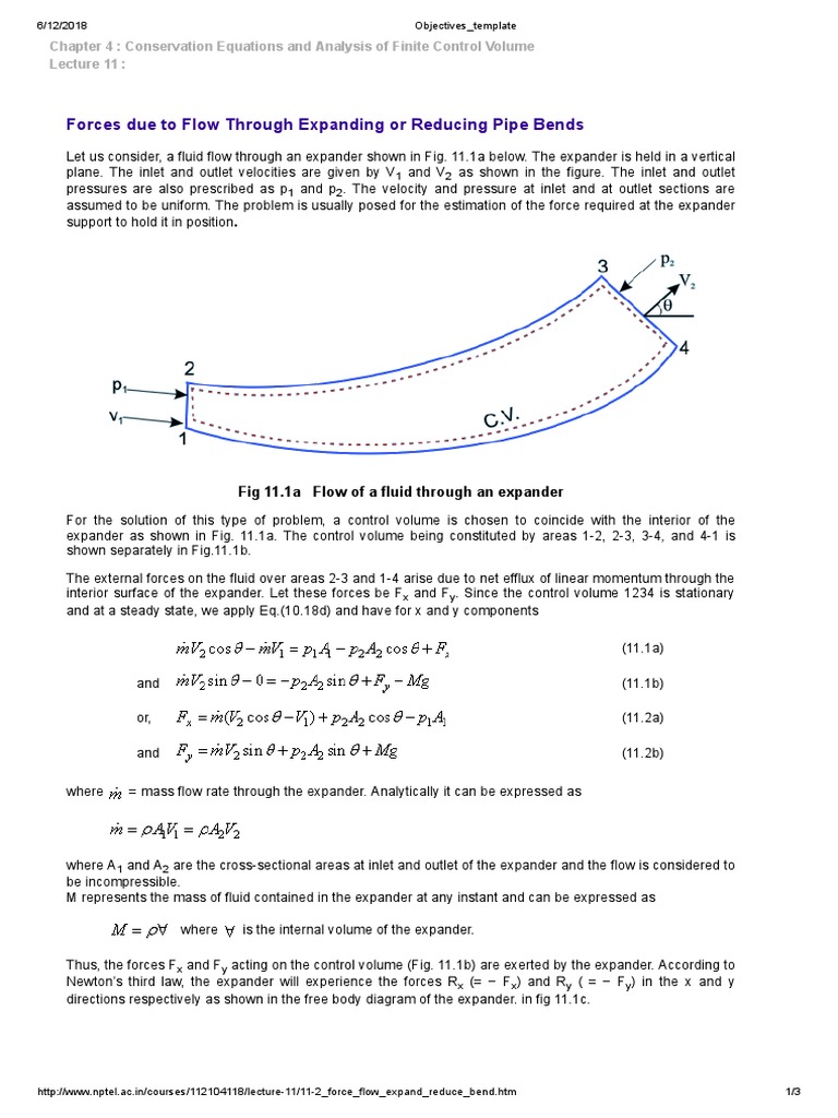 Forces Due To Flow Through Expanding or Reducing Pipe Bends | PDF ...