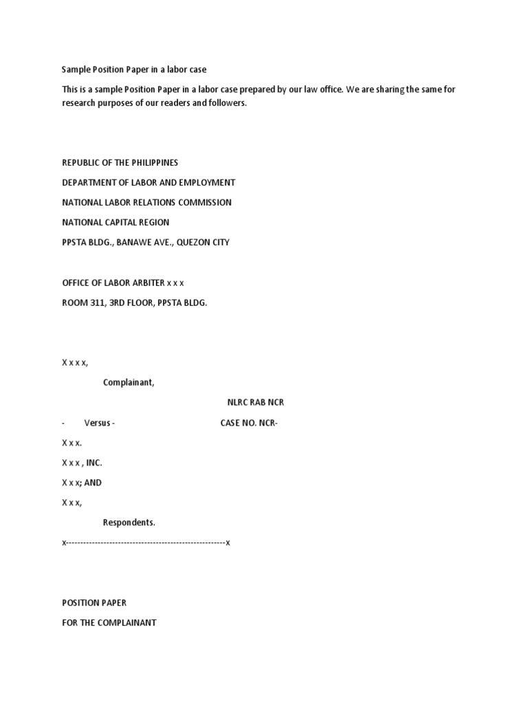 Sample Position Paper RED | PDF | Human Resources | Employment