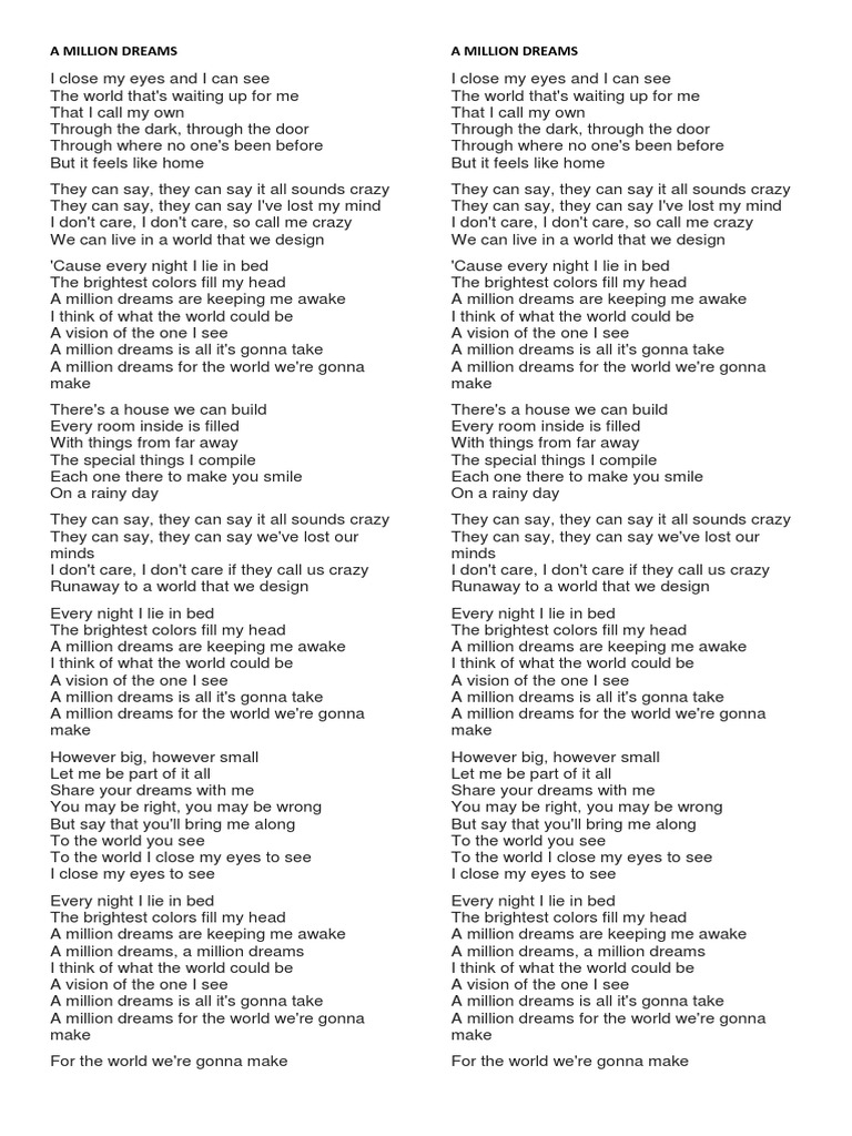 A Million Dreams | PDF