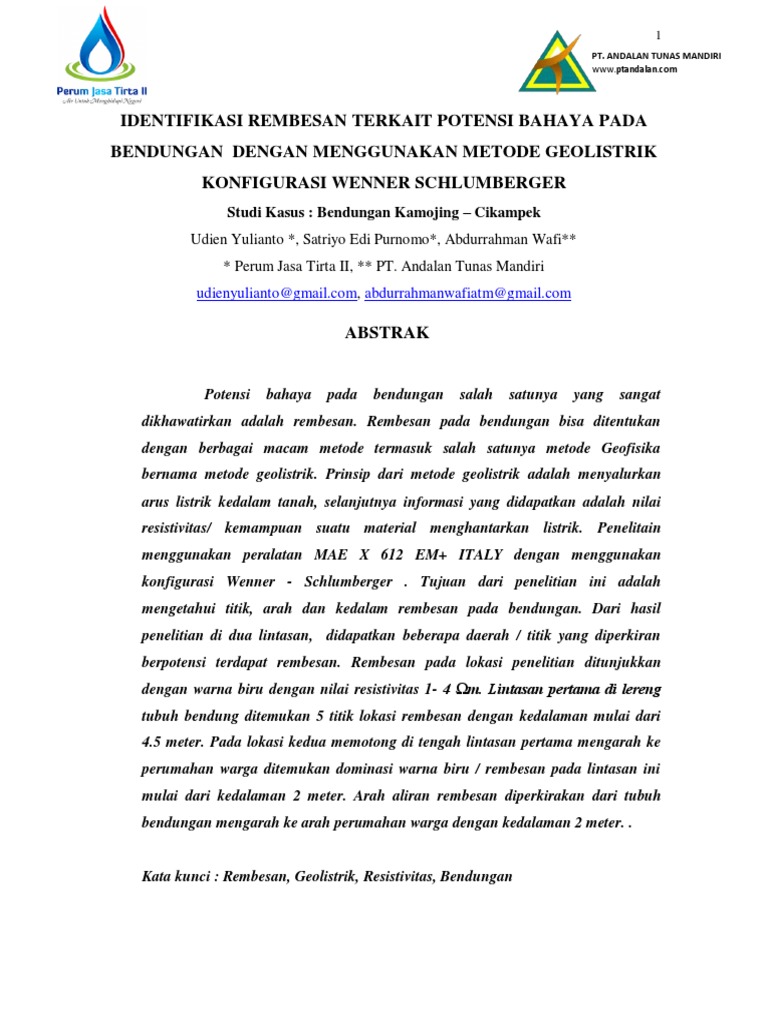 Geolistrik Rembesan Pada Bendungan | PDF