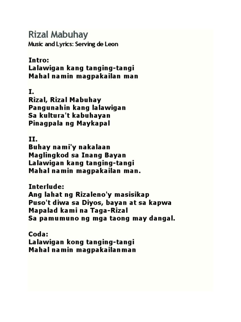 Rizal Mabuhay | PDF