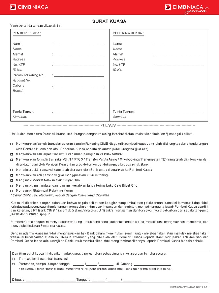 Formulir Surat Kuasa PDF | PDF