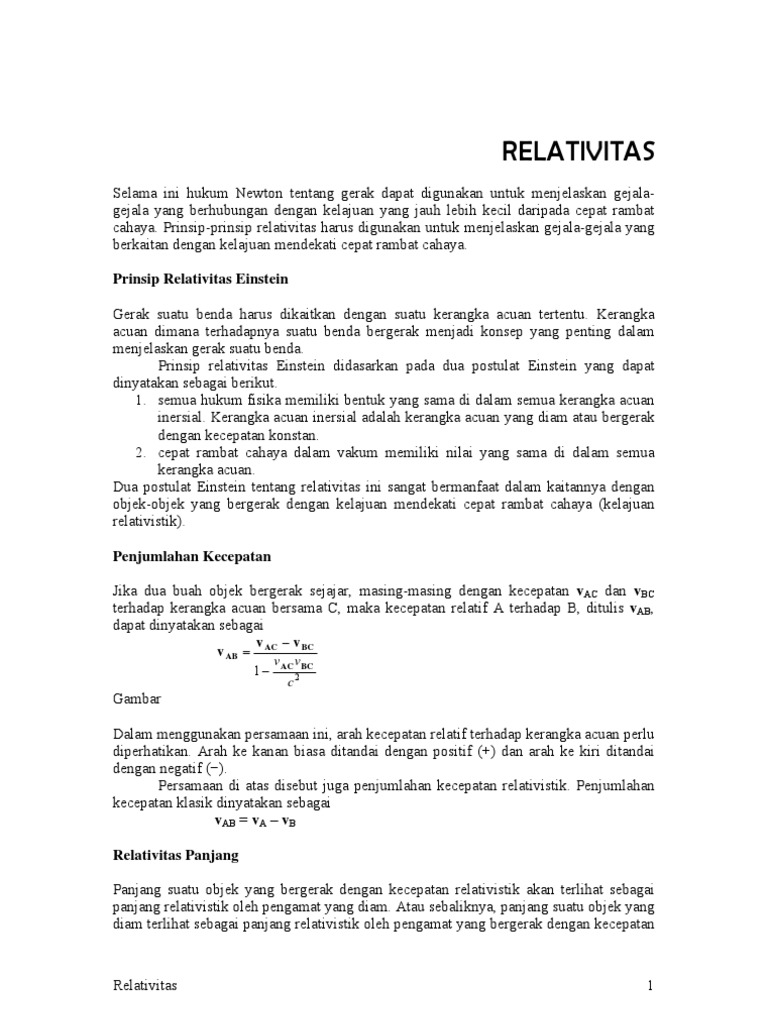 Modul Relativitas | PDF