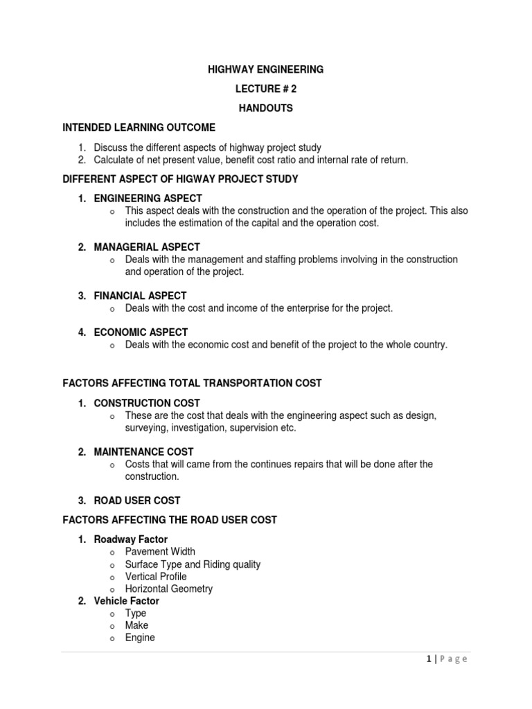 Highway Project Evaluation Guide | PDF | Net Present Value | Internal ...