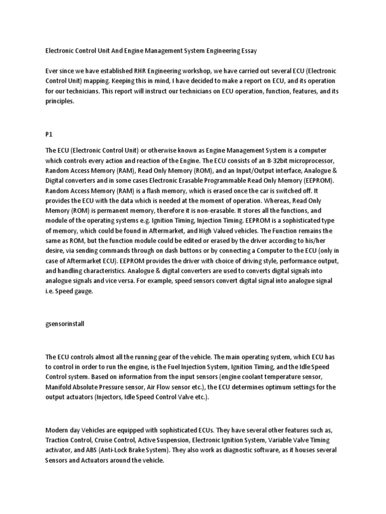 Basic Electronics Engine Management System | PDF | Throttle | Fuel ...