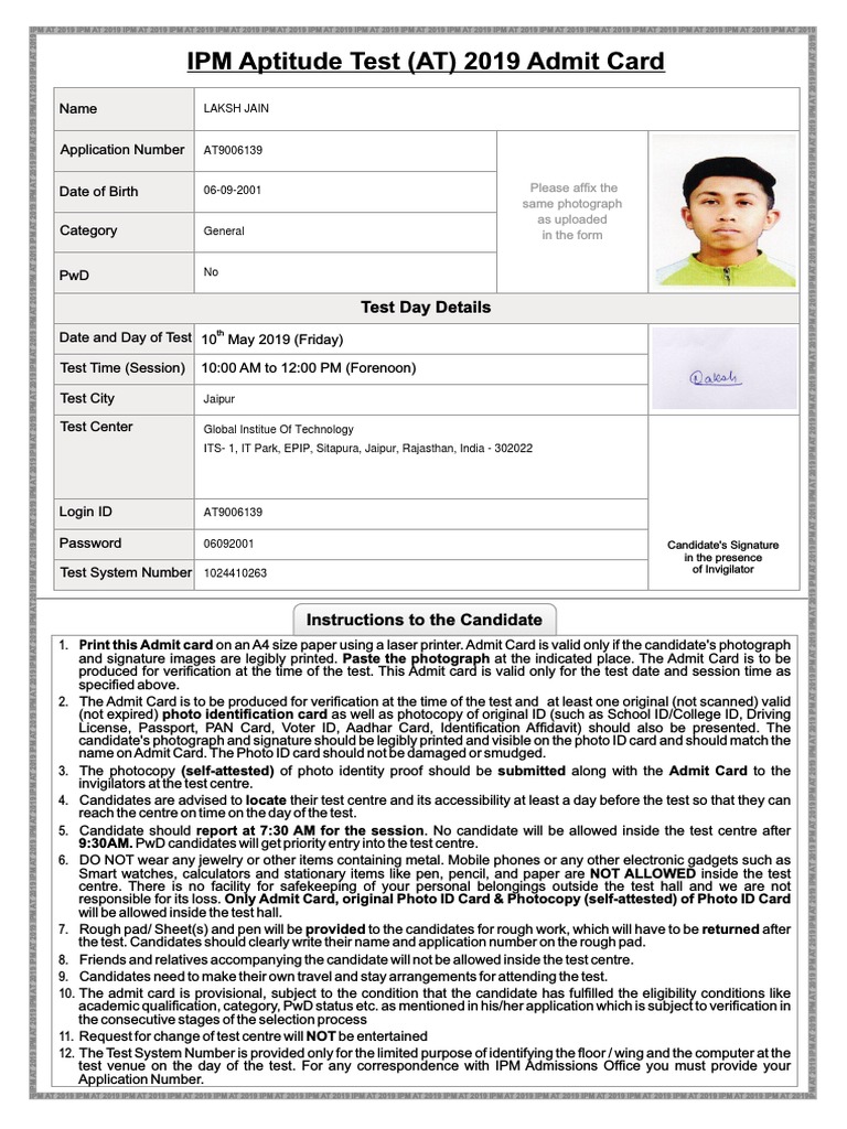 Candidate Hall Ticket | PDF | Official Documents | Identity Document