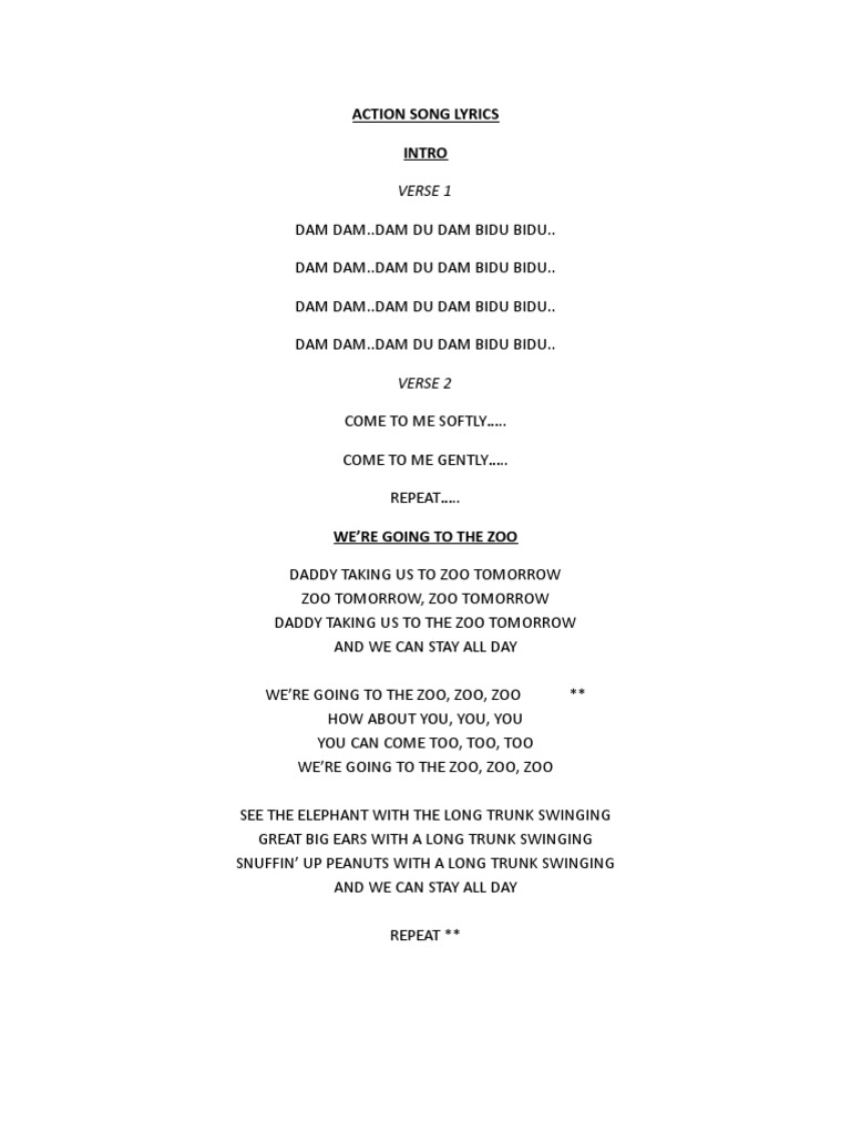 Action Song Lyrics | PDF | Songs