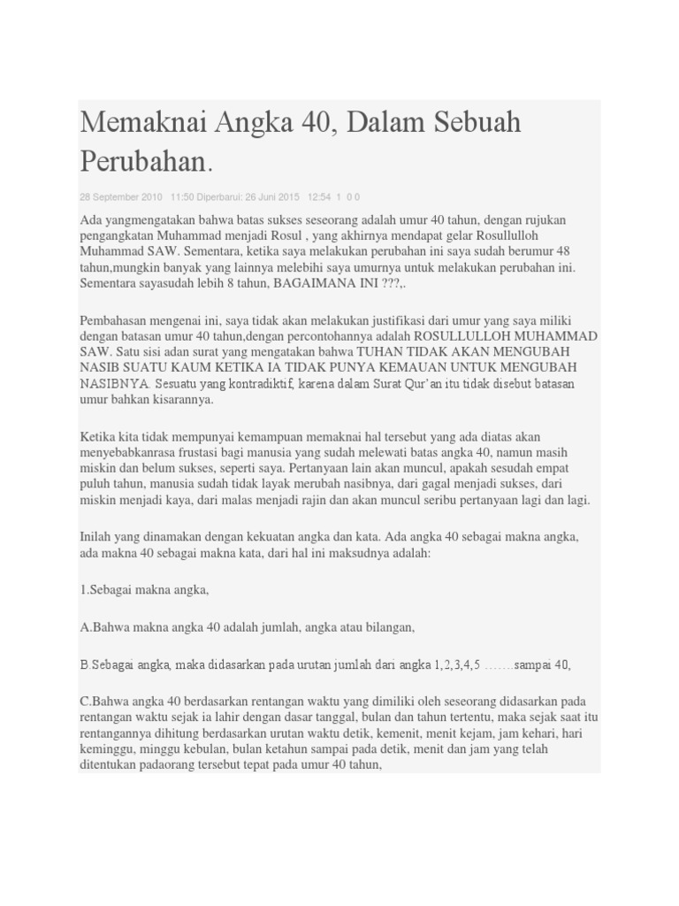 Makna Angka 40 dalam Islam | PDF