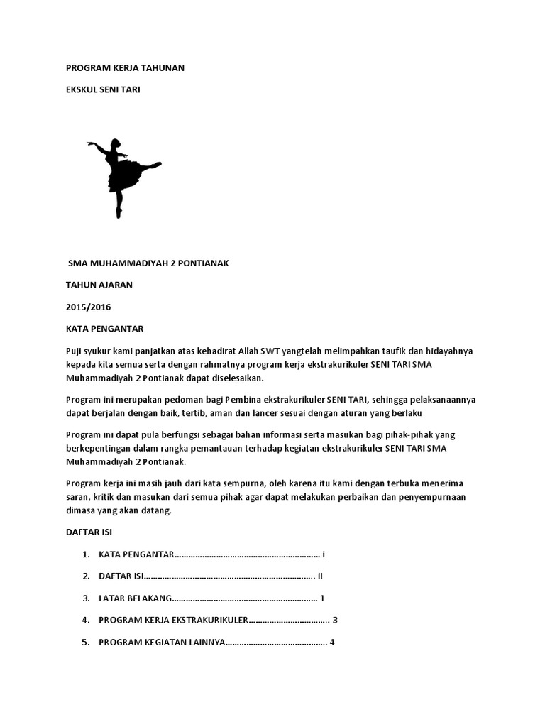Contoh Proker Seni Tari | PDF