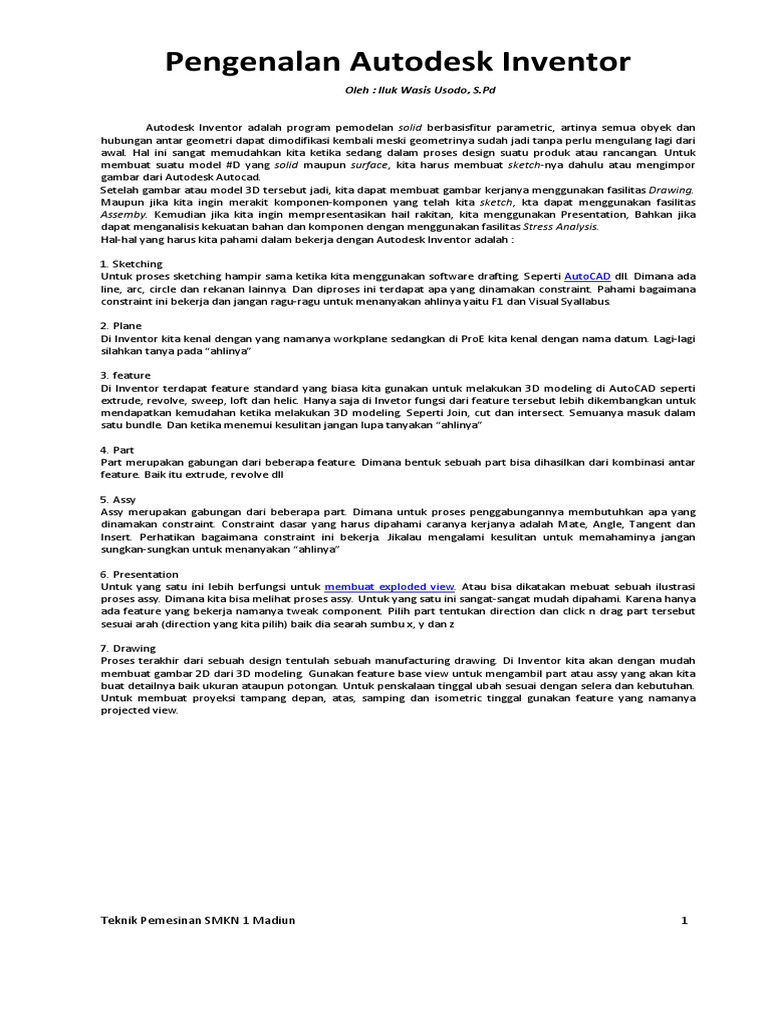 Pengenalan Autodesk Inventor | PDF