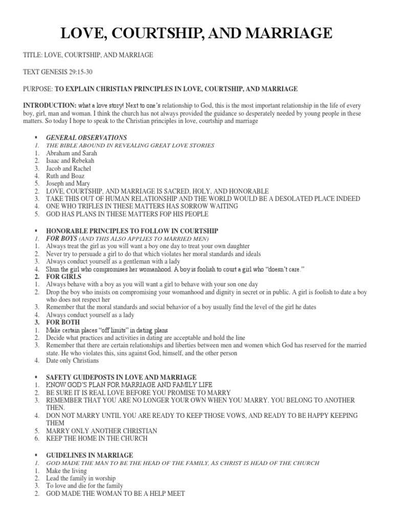 Love, Courtship and Marriage Jen2018 | PDF | Marriage | Love