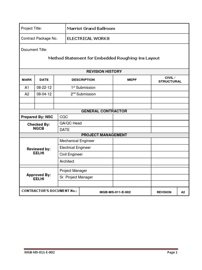 MS For Embedded Roughing-Ins Layout | PDF