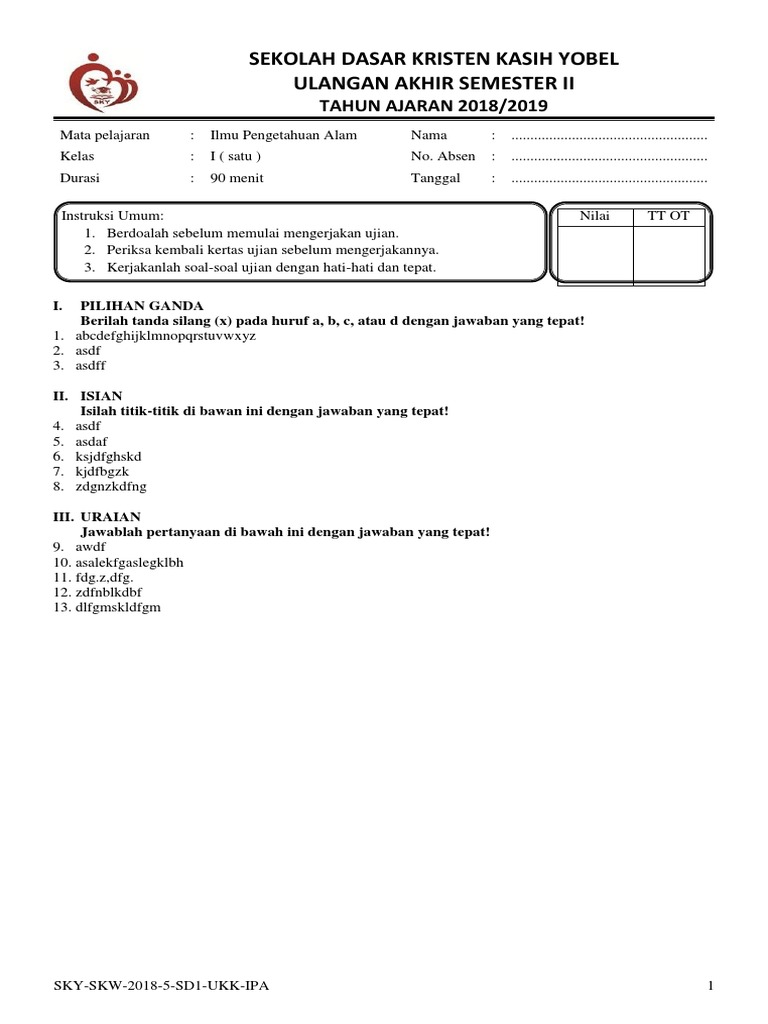 Kop Soal UAS | PDF | Metode & Bahan Ajar