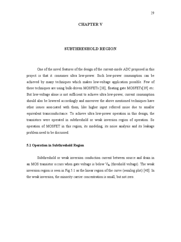 Sub Threshold Region Modeling and Equations | PDF | Mosfet | Field ...