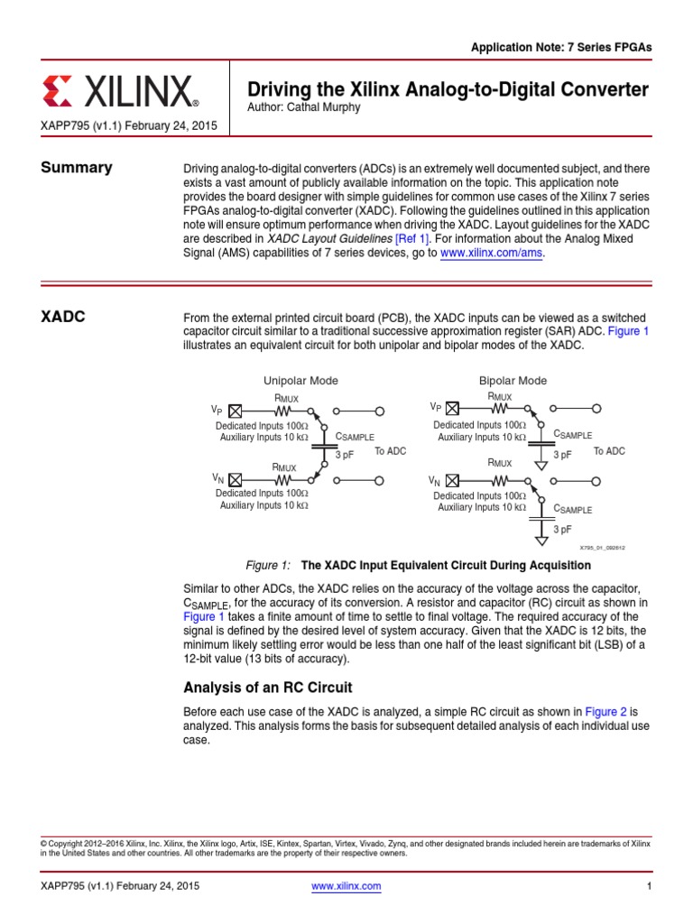 Driving The Xilinx Analog-to-Digital Converter: Analysis of An RC Circuit | PDF | Analog To ...