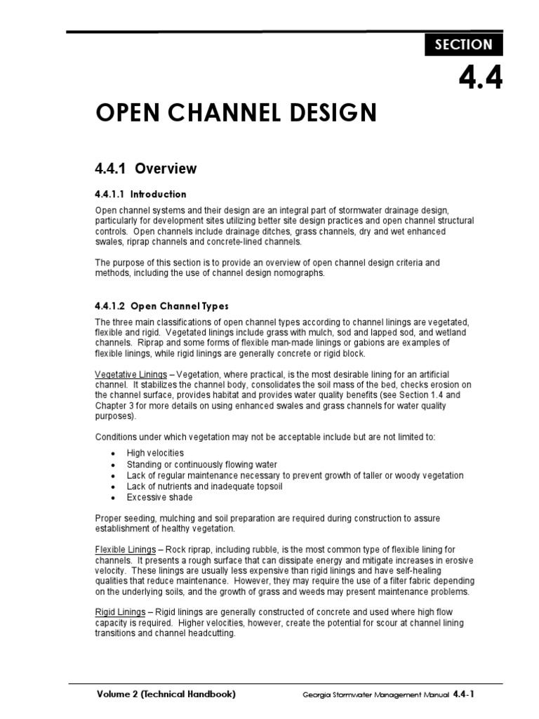 Open Channel Design: Section | PDF | Nature