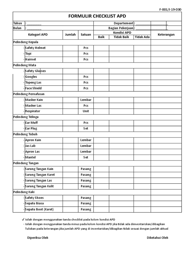 F 030 Checklist APD | PDF