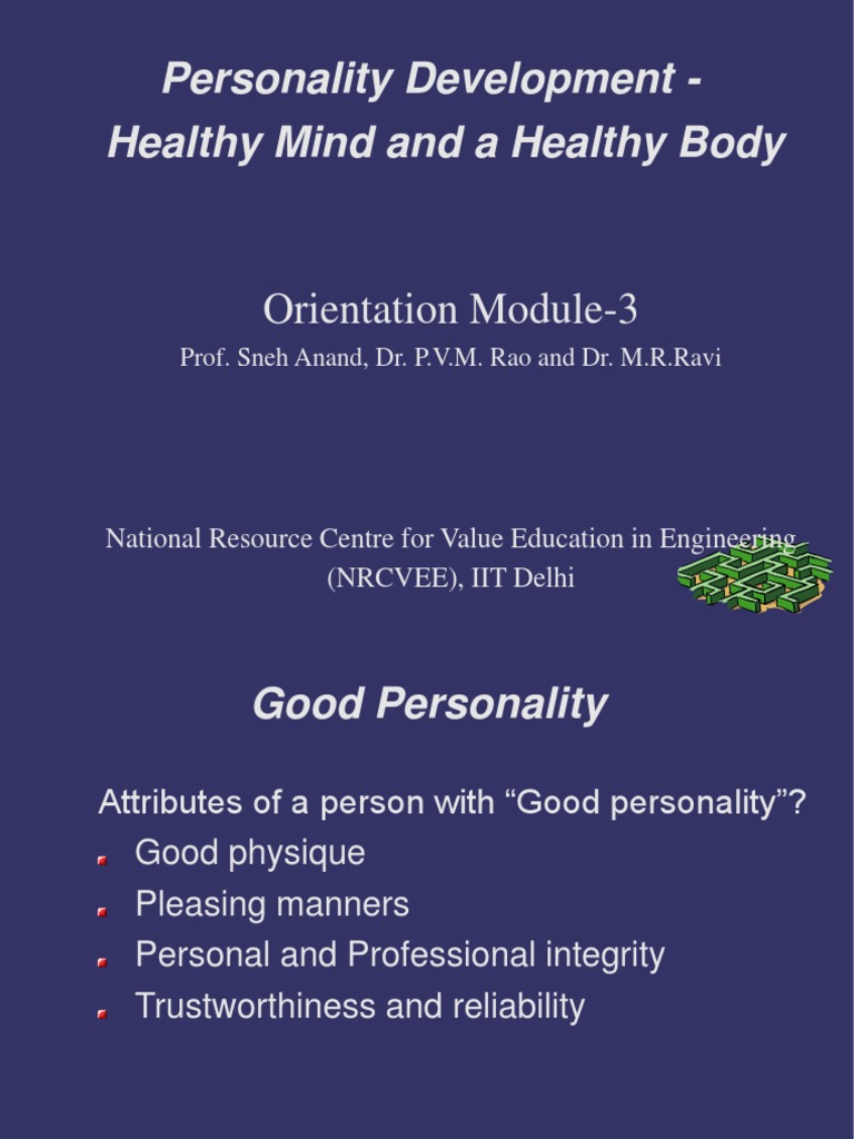 Personality Development - Healthy Mind and A Healthy Body: Orientation ...