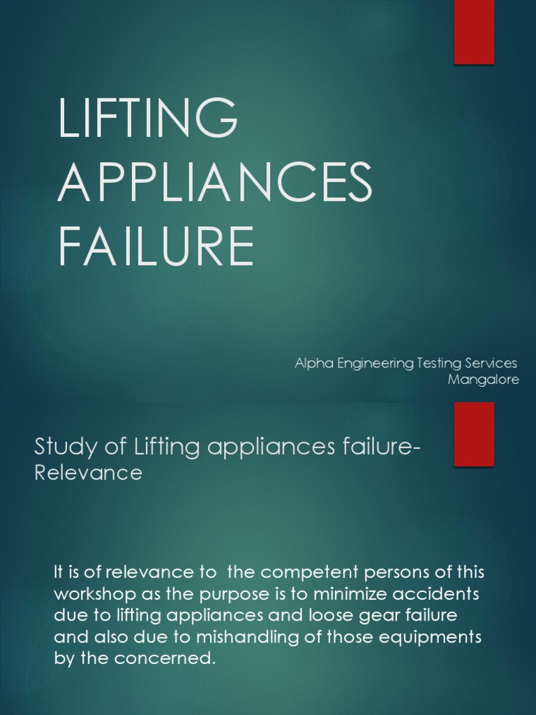 Lifting Appliances Failure | PDF | Crane (Machine) | Rope