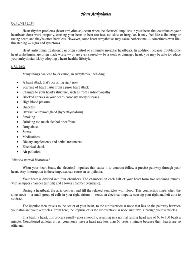 Heart Arrhythmias: What's A Normal Heartbeat? | PDF | Heart | Heart Rate