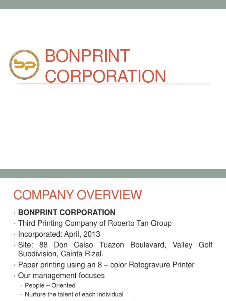 BONPRINT Presentation | PDF | Integrity | Innovation