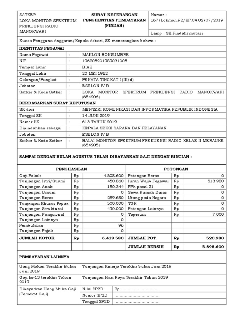 SKPP Pindah PNS | PDF