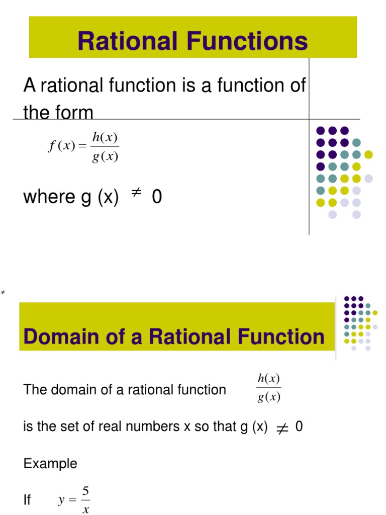 Rational Functions A Rational Function Is A Function Of The Form Pdf Asymptote Function