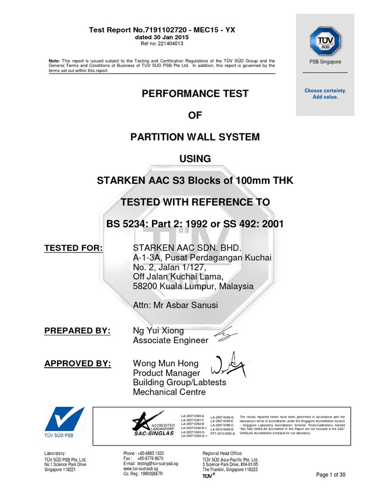 Performance Test of AAC Partition Walls | PDF | Door | Wall