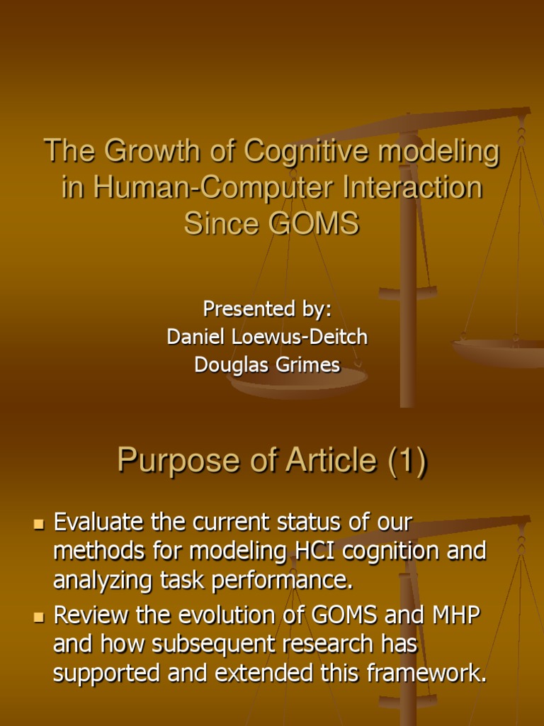 The Growth of Cognitive Modeling in Human-Computer Interaction Since GOMS | PDF | Human–Computer ...