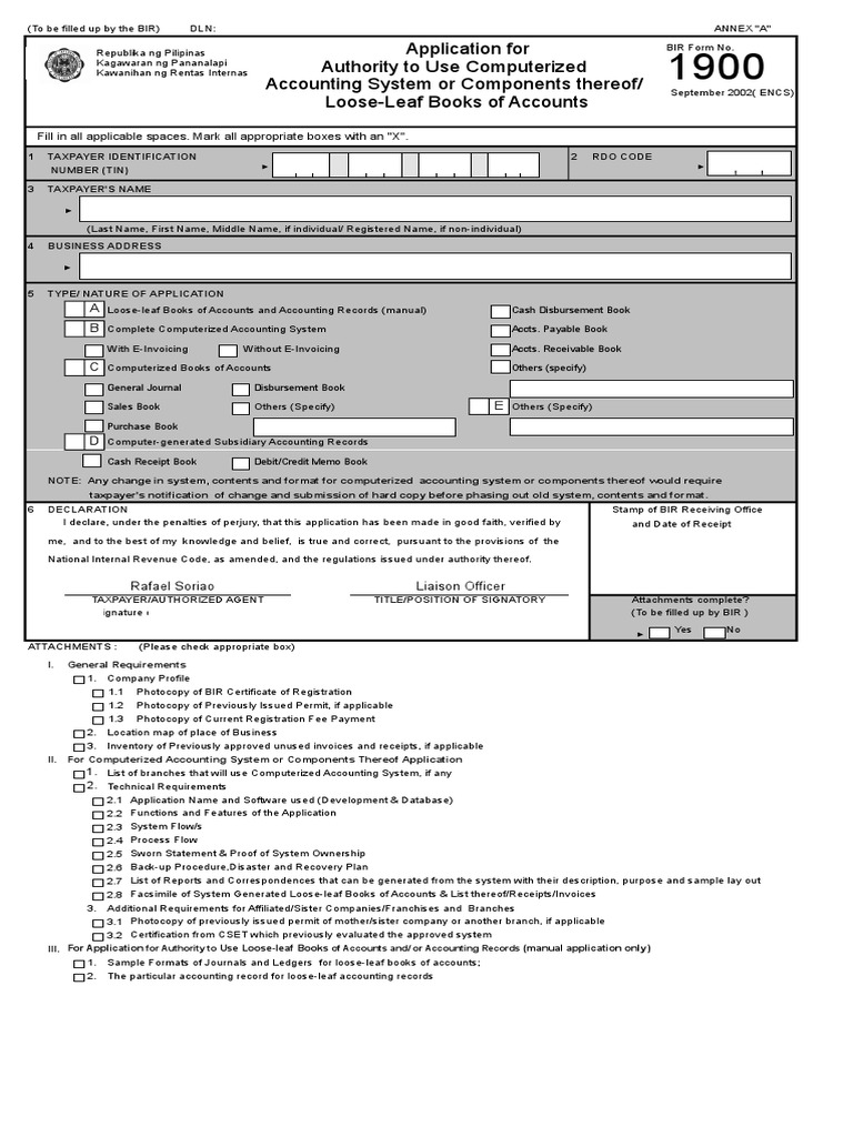 Bir Form 1900 | PDF | Receipt | Debits And Credits