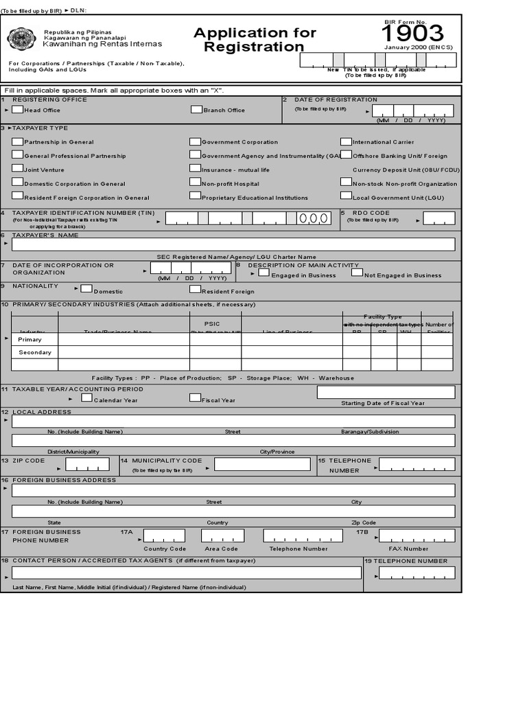 BIR Form 1903 | PDF | Taxpayer | Taxes