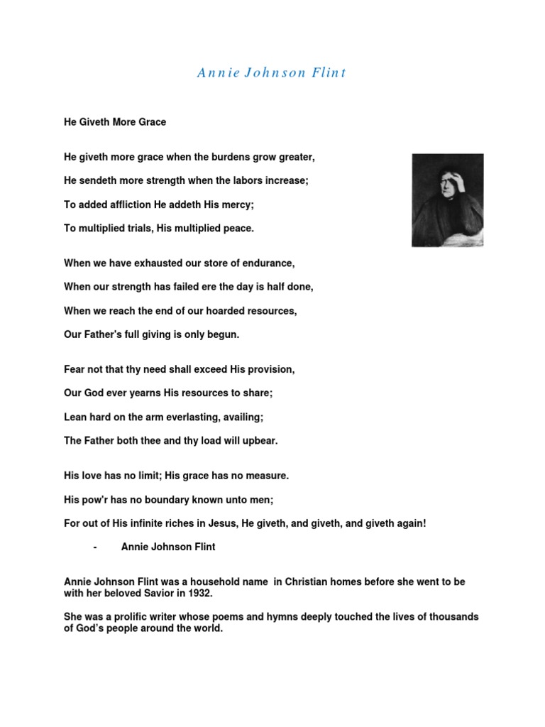 Annie Johnson Flint | PDF | Jesus | Religious Behaviour And Experience