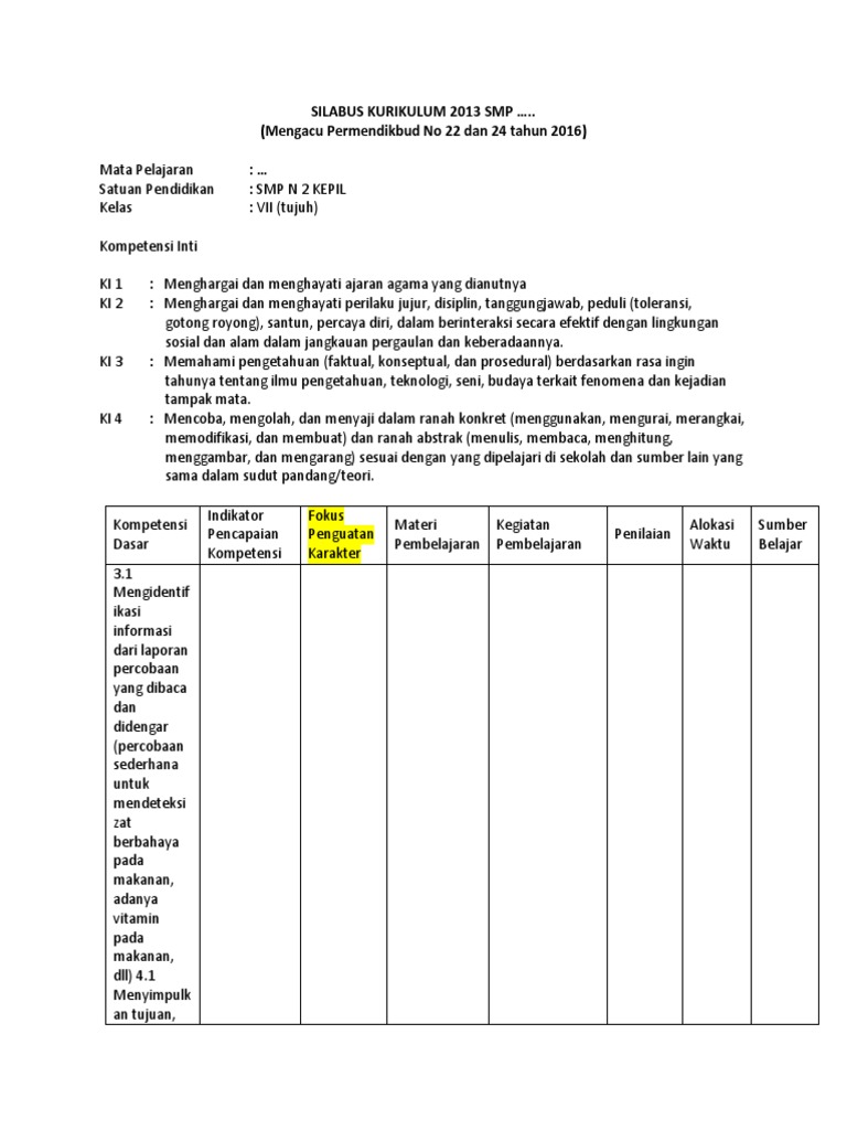 Template Silabus K. 2013 | PDF