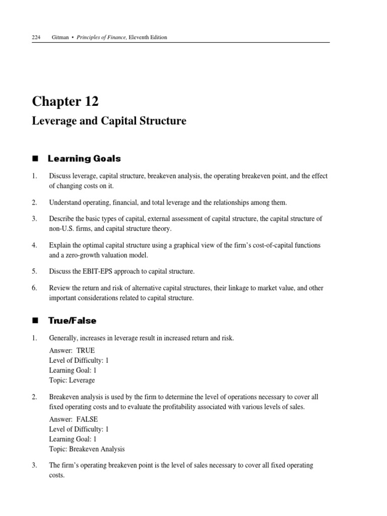 Chapter 12: Leverage and Capital Structure | PDF | Capital Structure | Cost Of Capital