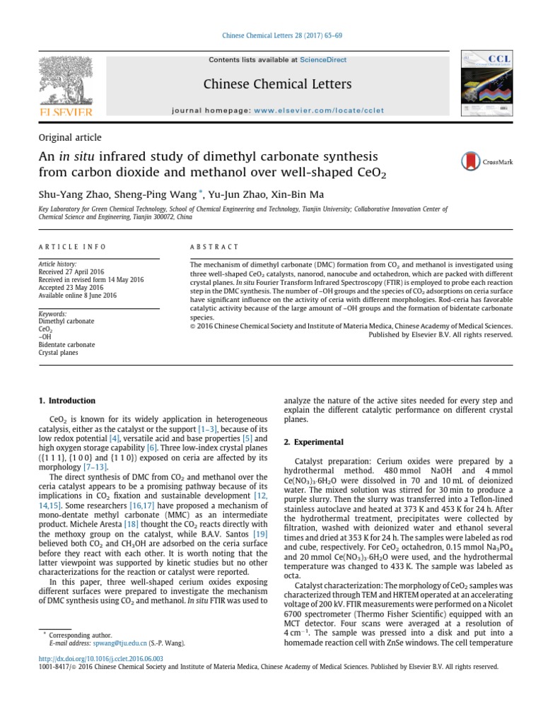 Chinese Chemical Letters: Shu-Yang Zhao, Sheng-Ping Wang, Yu-Jun Zhao, Xin-Bin Ma | PDF ...